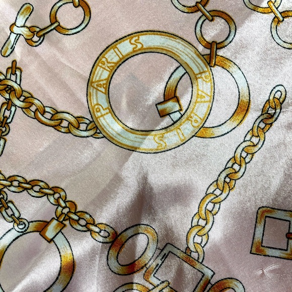 Accessories | Super Shiny Light Pink Paris France Neck Scarf Gold Chain ...